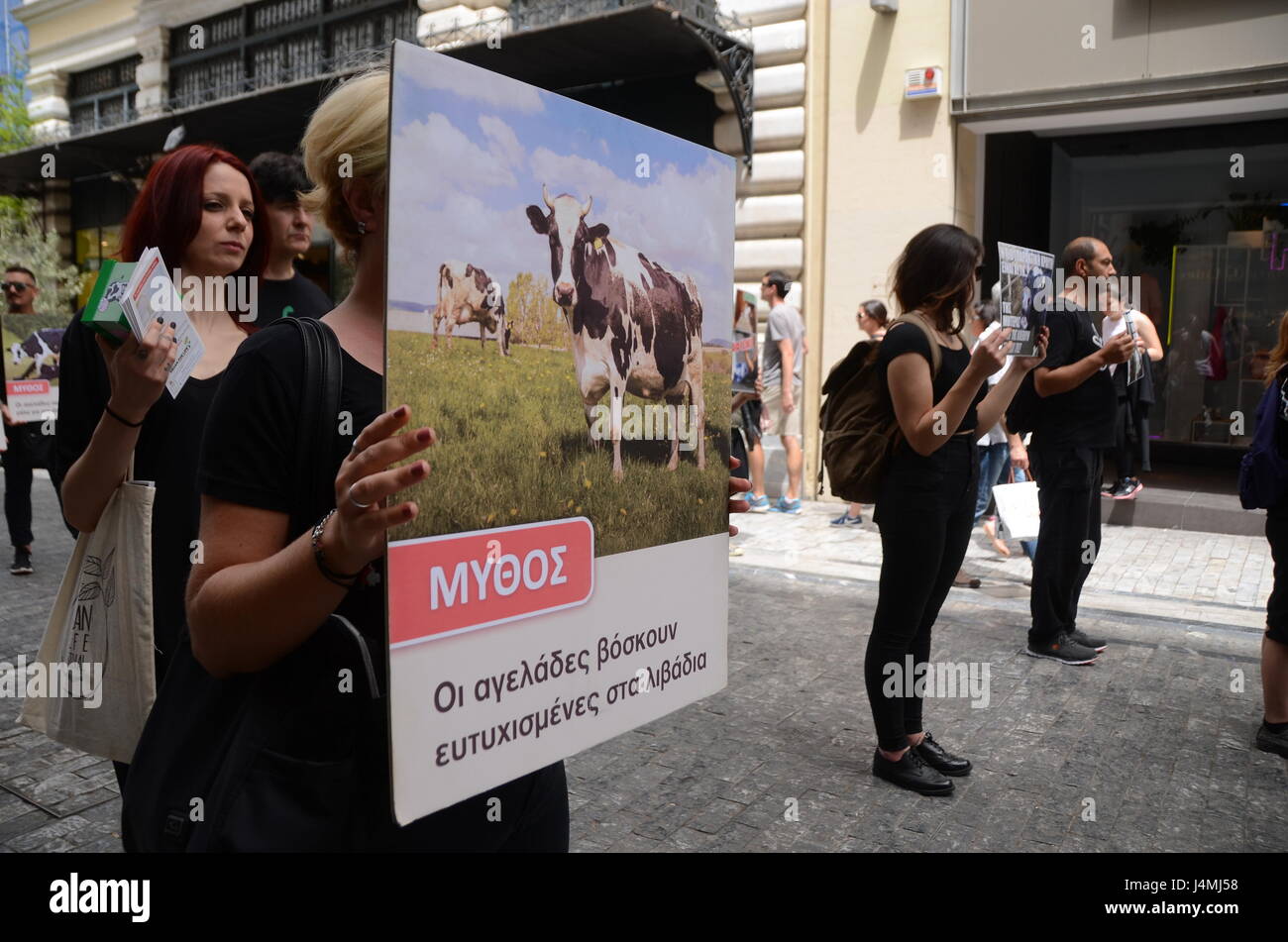 Activists for animal rights protest against the meat industry and the ...