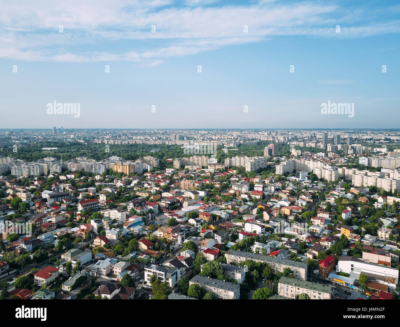 Aerial Panoramic View Of Bucharest City In Romania Stock Photo - Alamy