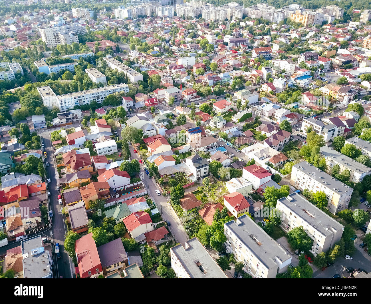 Aerial Panoramic View Of Bucharest City In Romania Stock Photo - Alamy