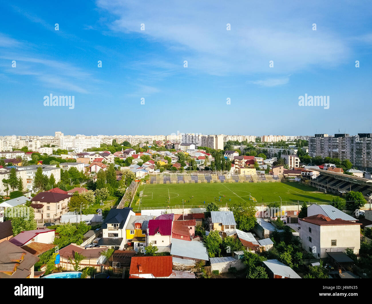 Aerial Panoramic View Of Bucharest City In Romania Stock Photo - Alamy