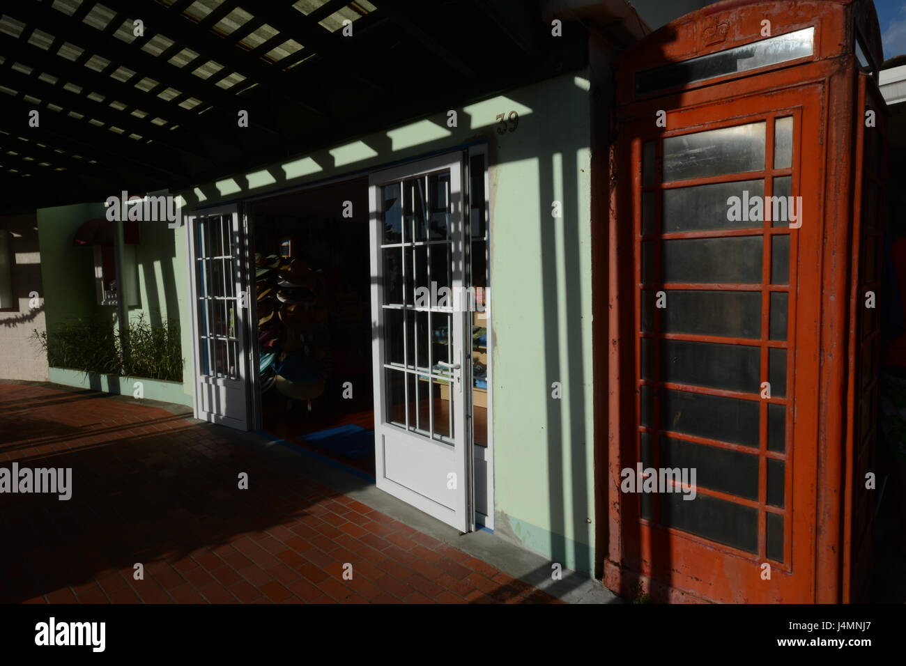 Red Phone box in Barbados Caribbean Stock Photo - Alamy