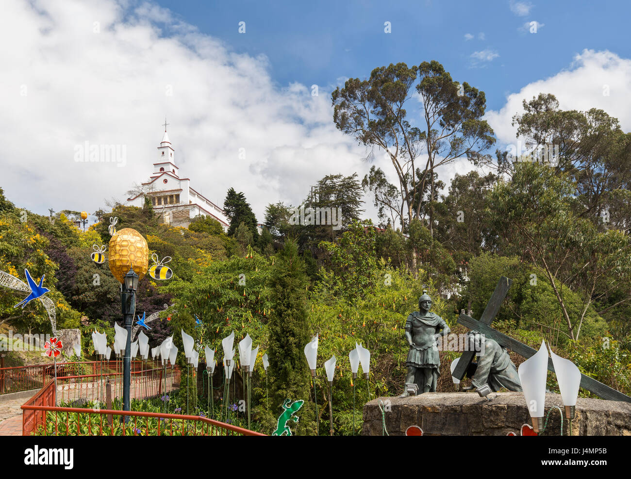 Road to the monastery on the Montserrat hill, Bogota, Colombia Stock ...