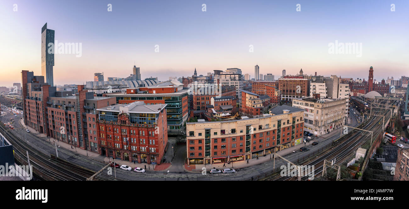 Panoramic view of Manchester city skyline from high up Stock Photo - Alamy
