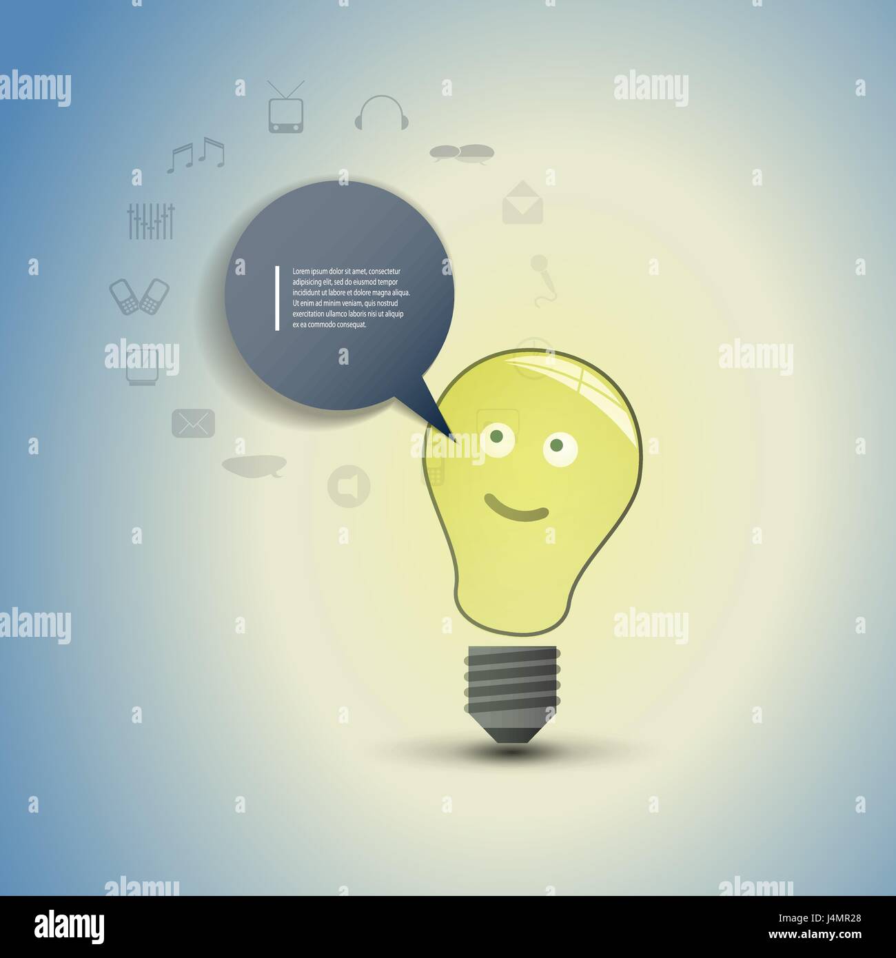 Energy Efficiency Concept: Smiley Bulb Face - Illustration in Editable ...
