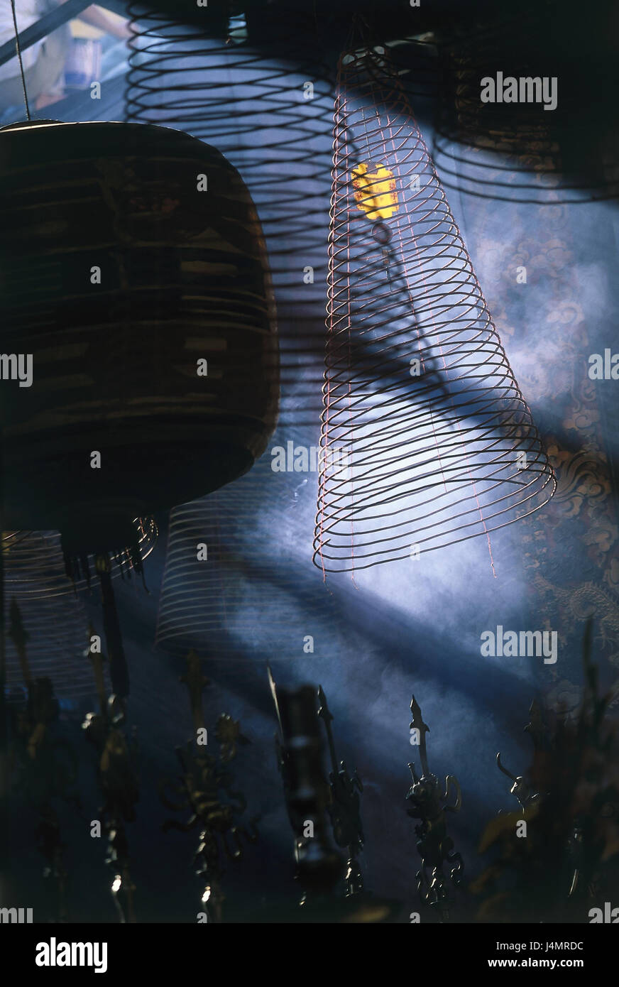 Vietnam, Mekong delta, Can Tho, pagoda, joss stick pyramids, sunray ...