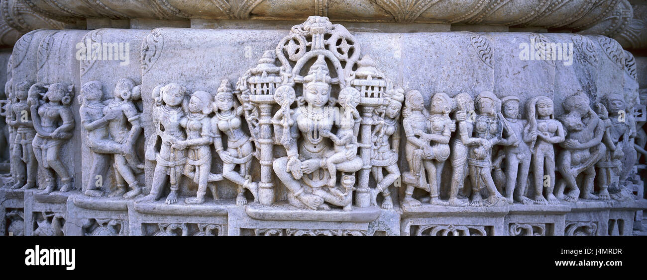 India, Rajasthan, Udaipur, Jagdish temple, detail, stone relief Asia ...