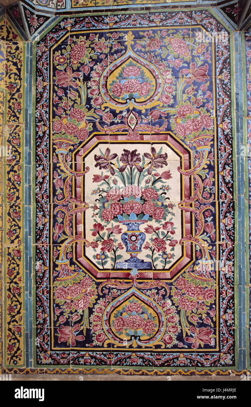 Iran, Shiraz, mosaic, detail the Near East, Schiras, building, mosque ...