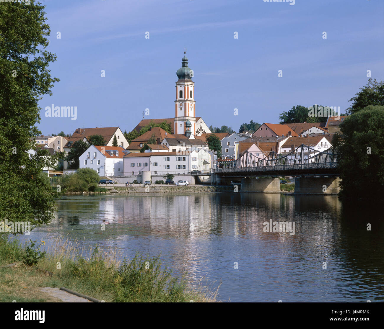 Germany, Roding, town view, church, flux active Europe, Bavaria, the ...