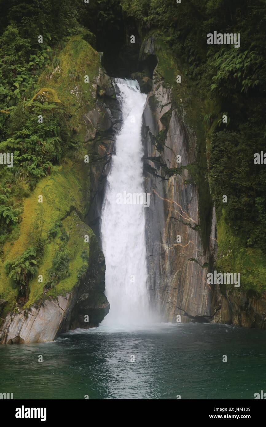 Giants gate waterfall on the Milford track, Fiordland, New Zealand ...