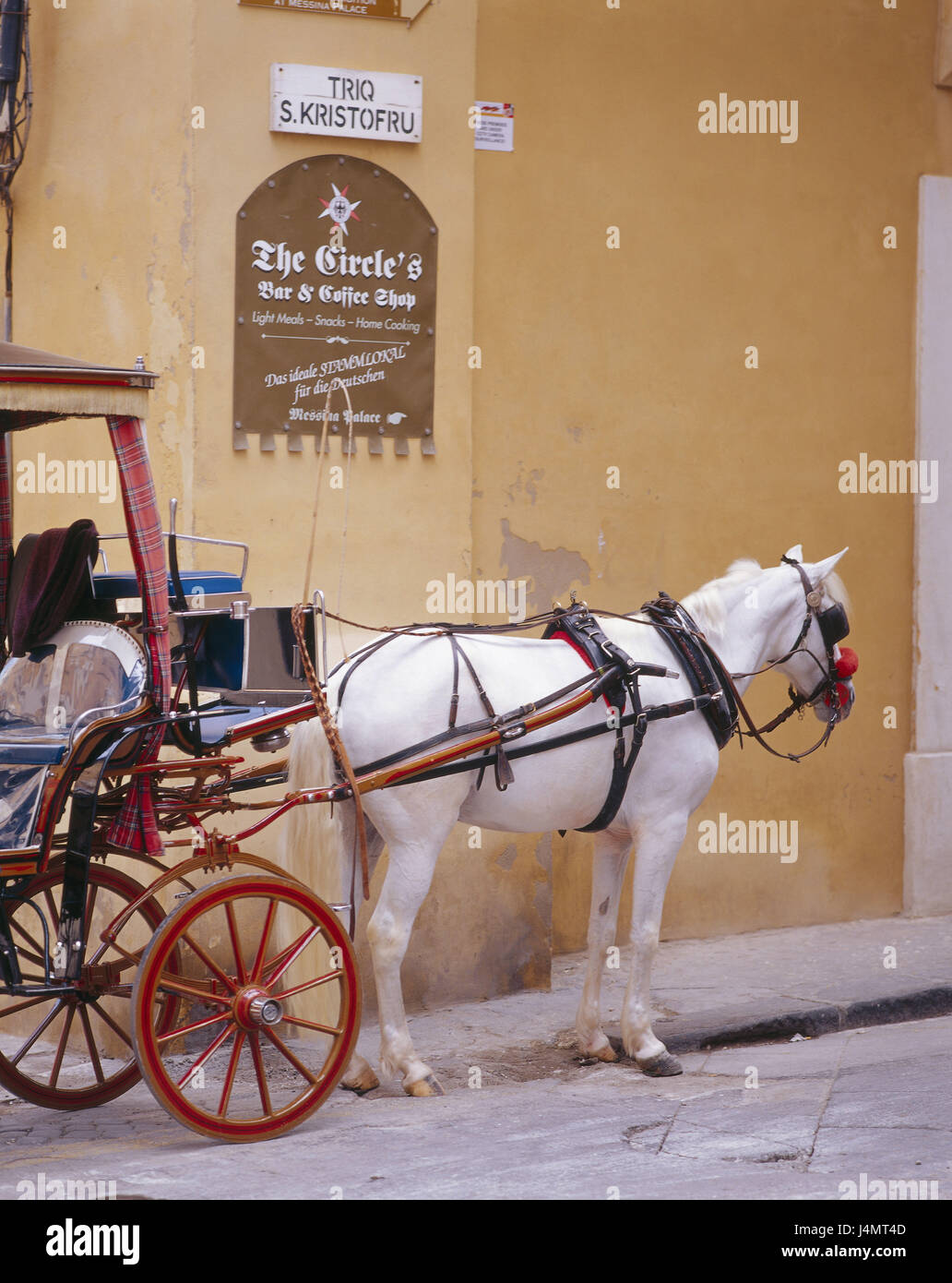 Island Malta, horse's carriage, at the side, detail island state ...