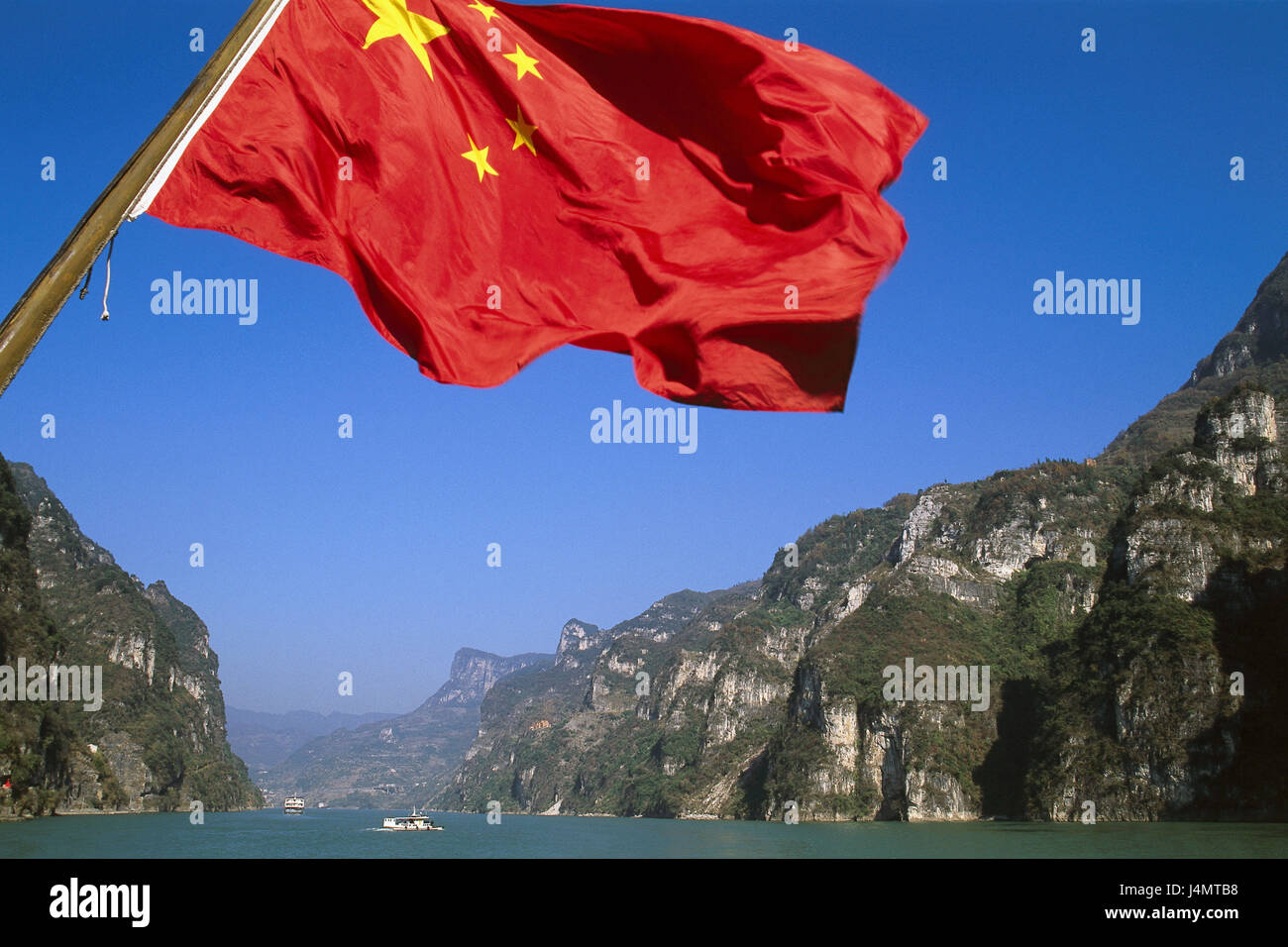 China, Hubei, province, flux Yangzi, Xiling Xia, flag Asia, Eastern ...