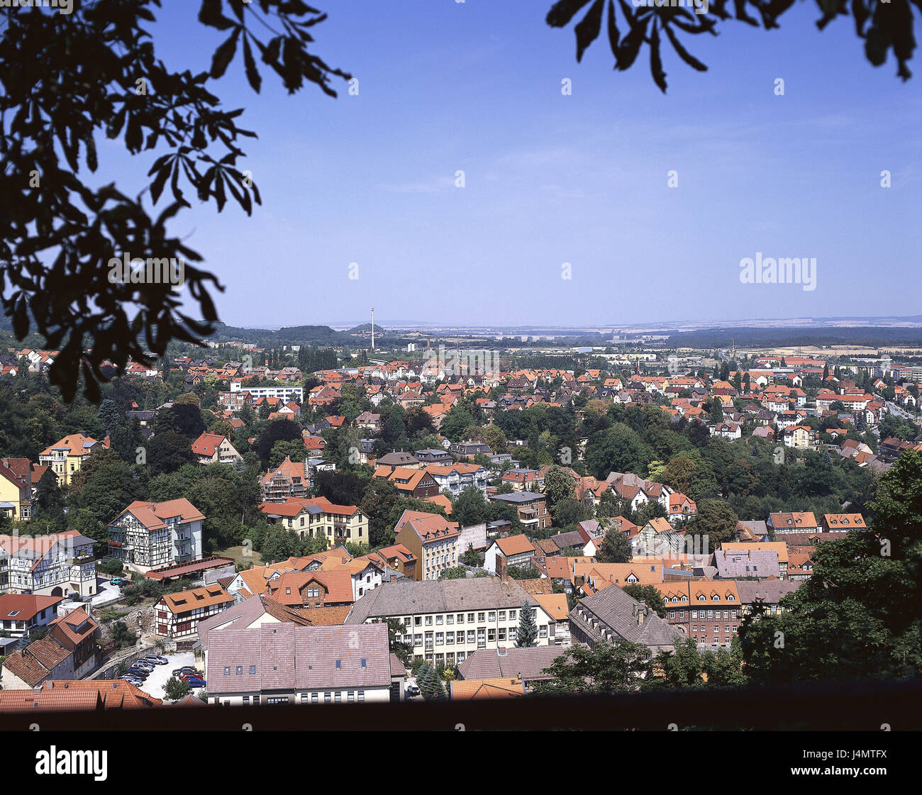 Germany, Saxony-Anhalt, shining castle, town overview Europe, resin ...