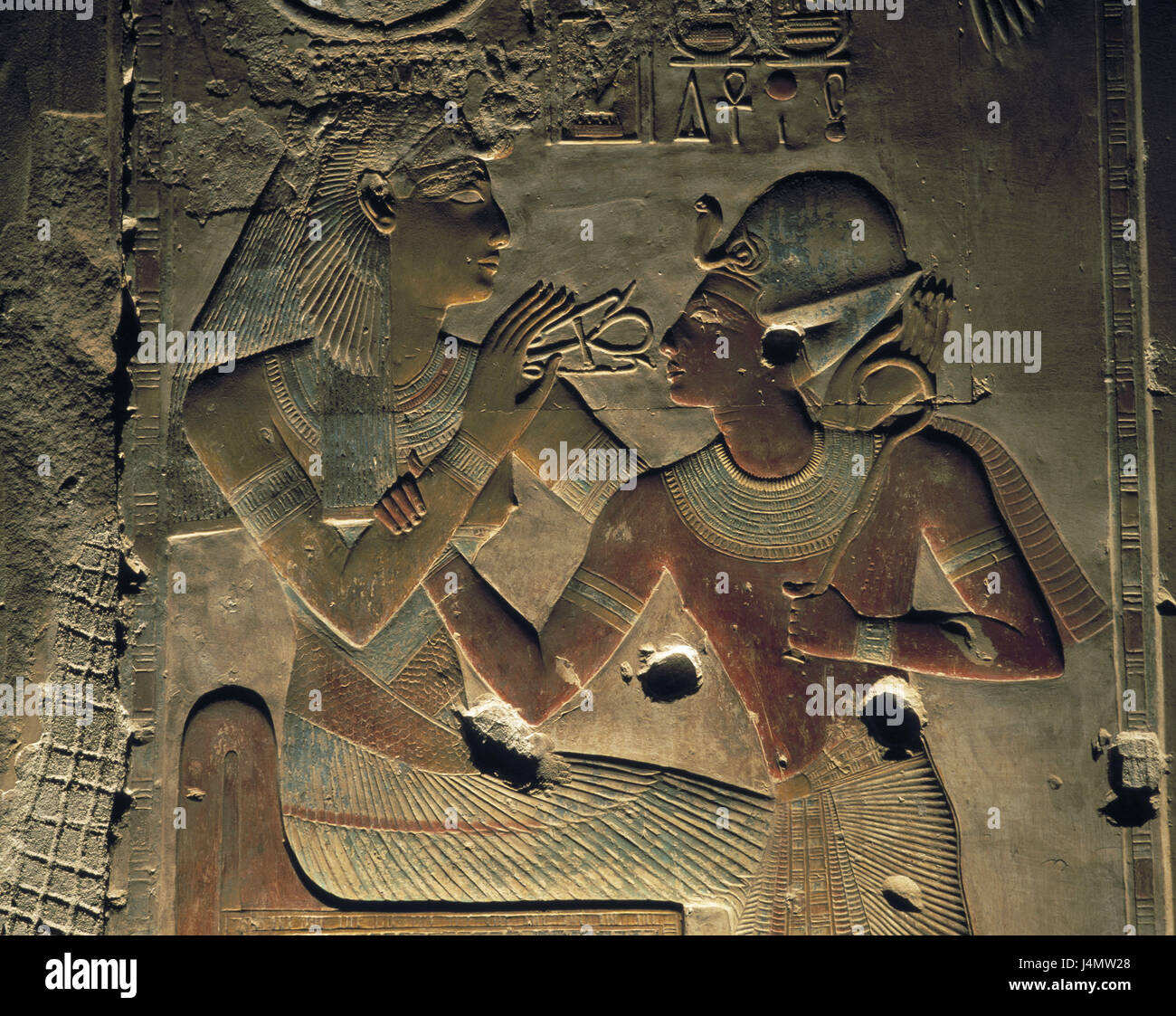 Egypt, Abydos, temple Sethos I, temple, relief, detail Upper Egypt ...
