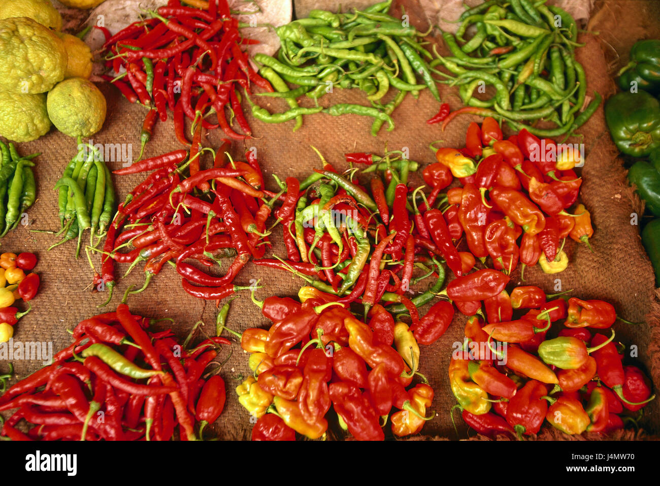 Tanzania, island Zanzibar, spice market, market stall, chilli, chilli ...