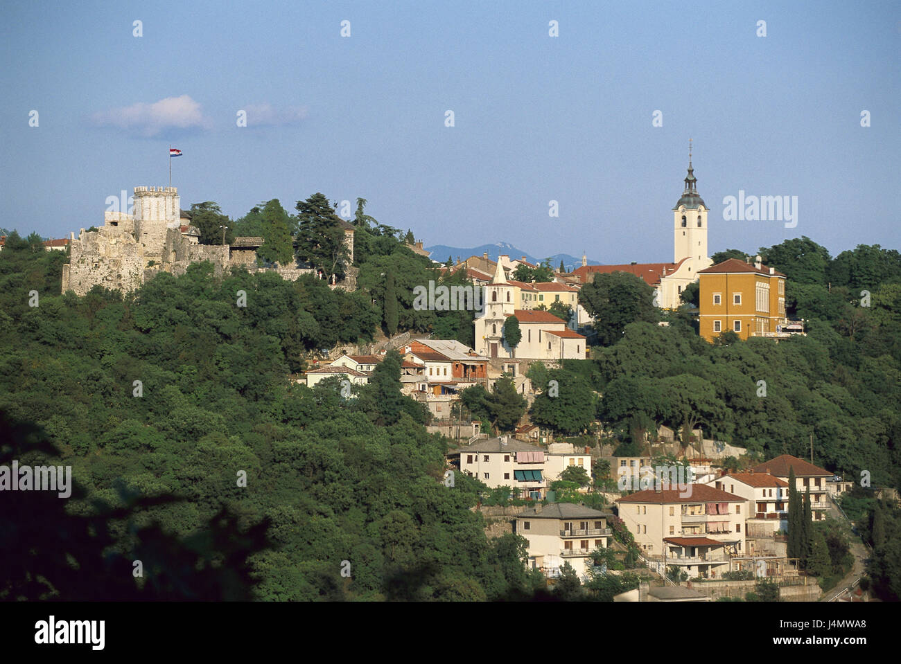 Croatia, Rijeka, part of town of Trsat, Kastel, church Europe ...