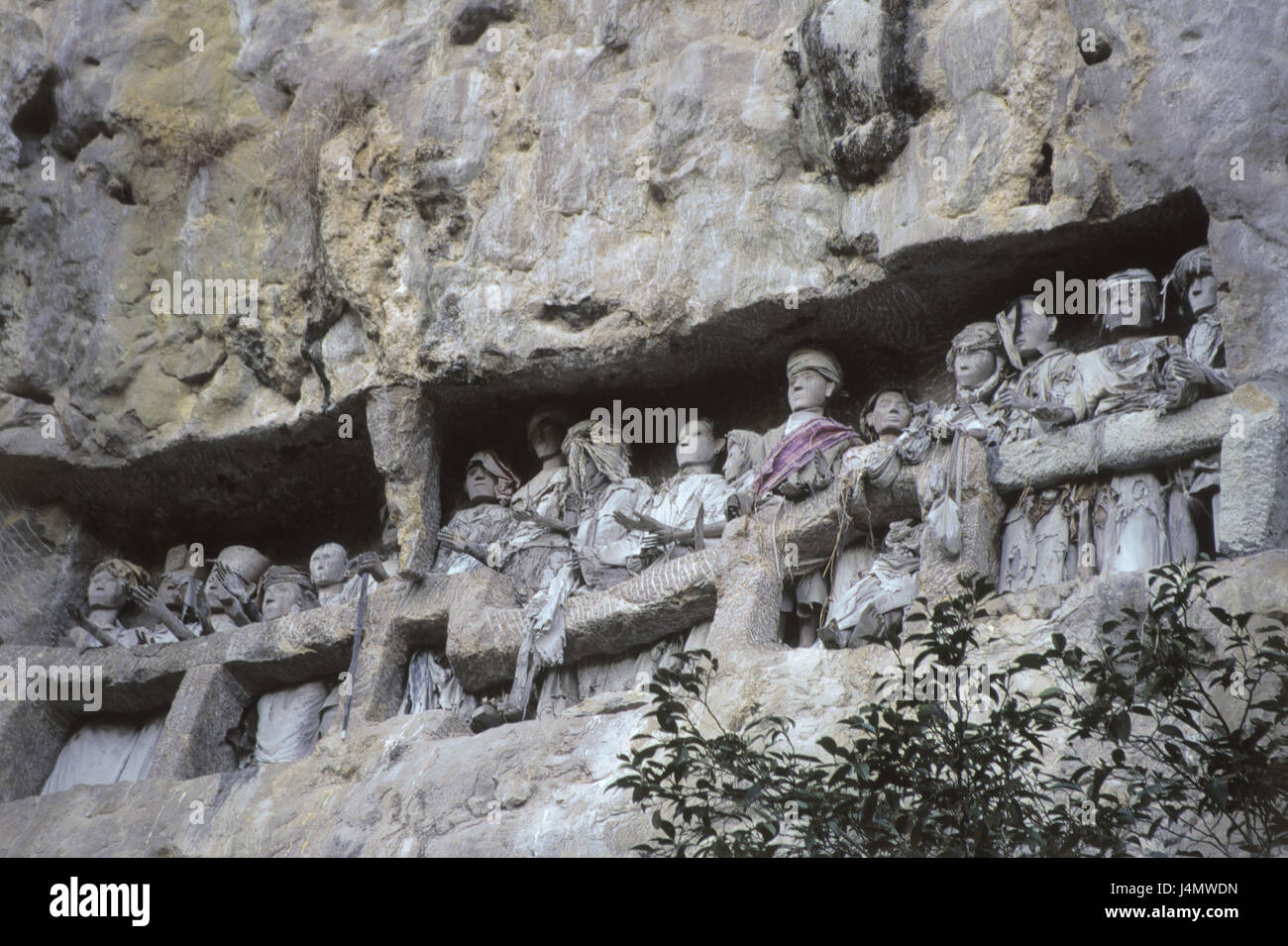 Indonesia, island Sulawesi, Rantepao, rock tombs, wooden dolls Asia ...