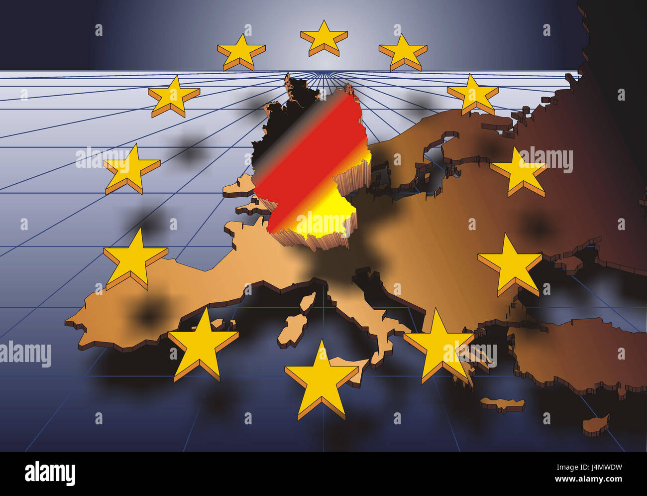 Computer graphics, the European Union, map, Europe, stars, Germany ...