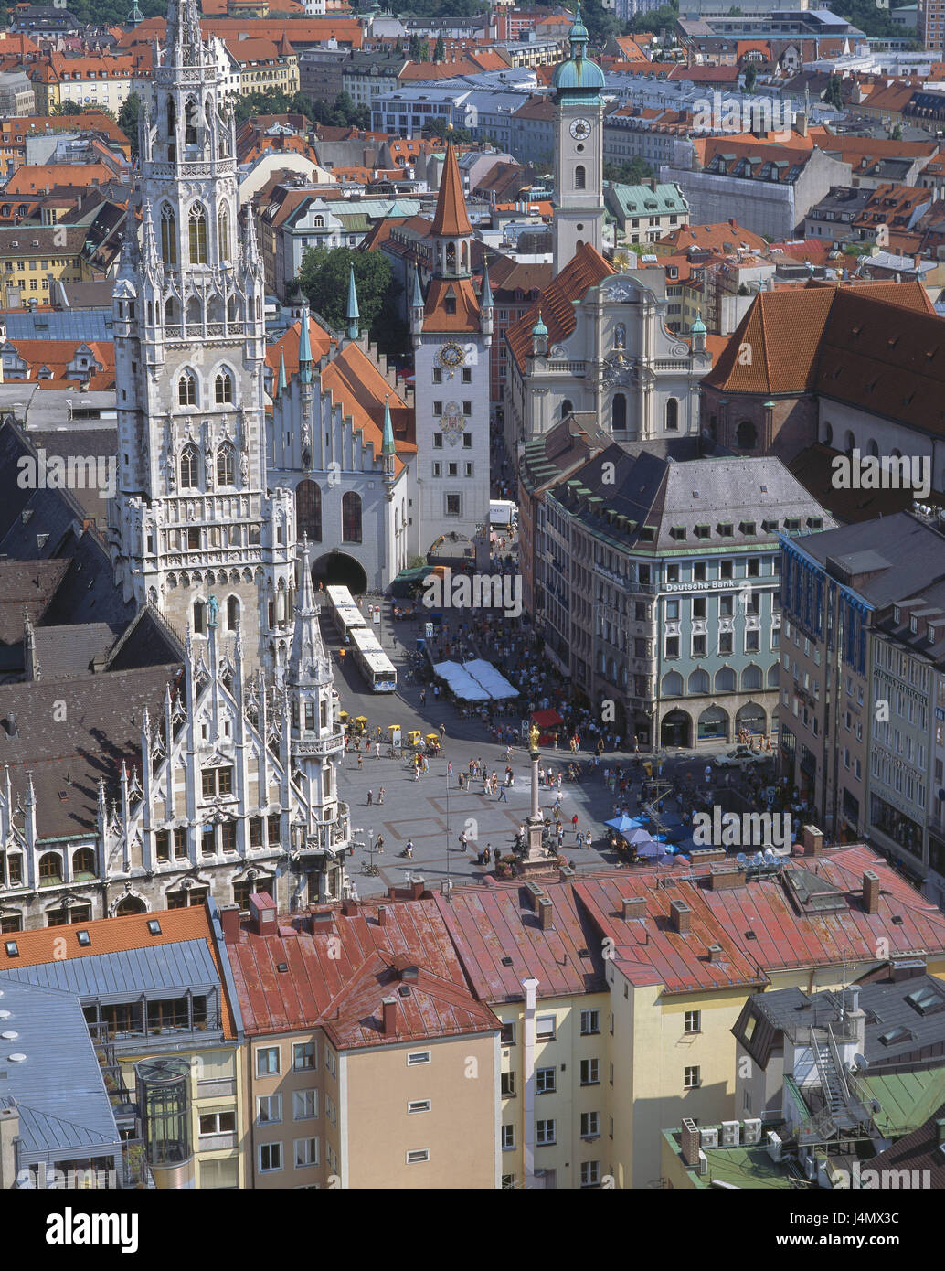 Germany, Bavaria, Munich, Marienplatz, city halls, from above Europe ...