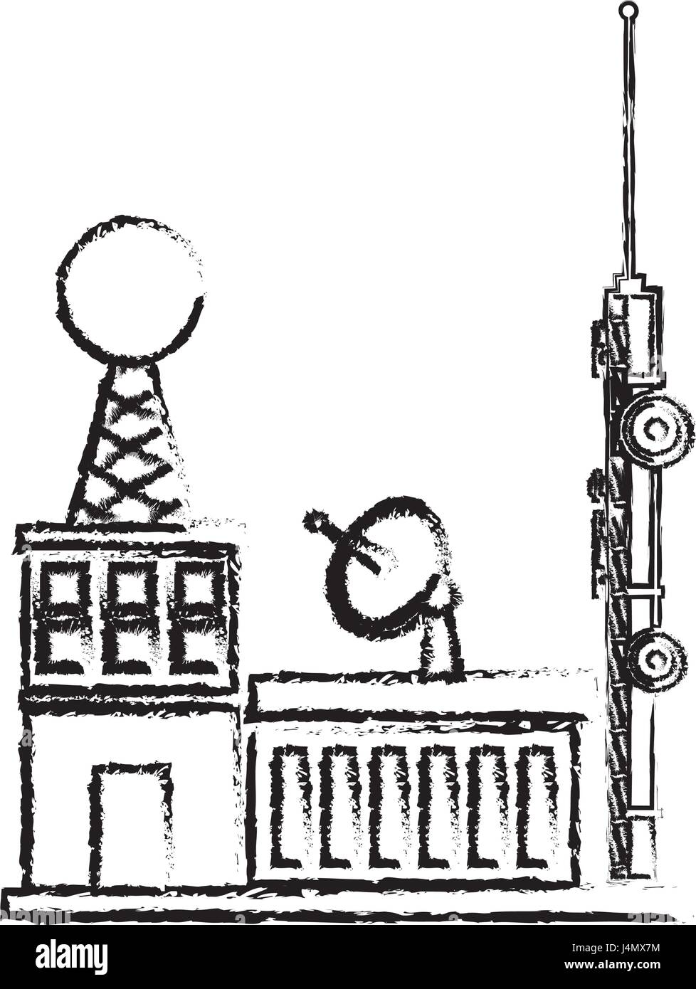 broadcasting building dish antenna tower wireless Stock Vector Image ...