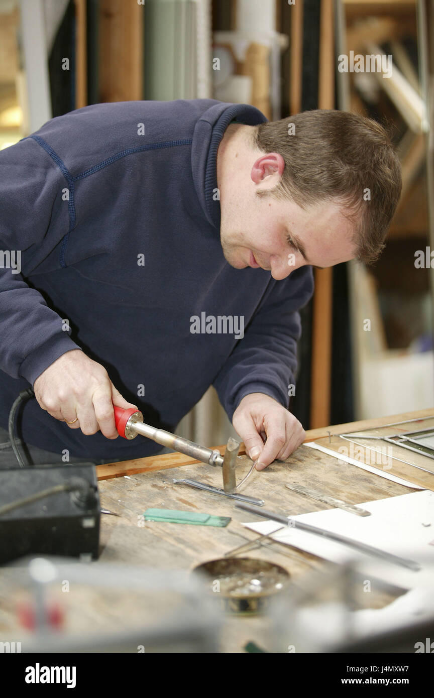 Garage, glazier, work, lead glazing glasswork, champion's company, art ...