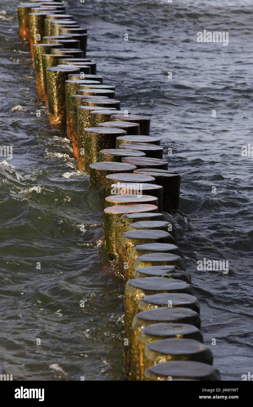 Sea, shore, breakwater, bank fastening, wooden poles Stock Photo - Alamy
