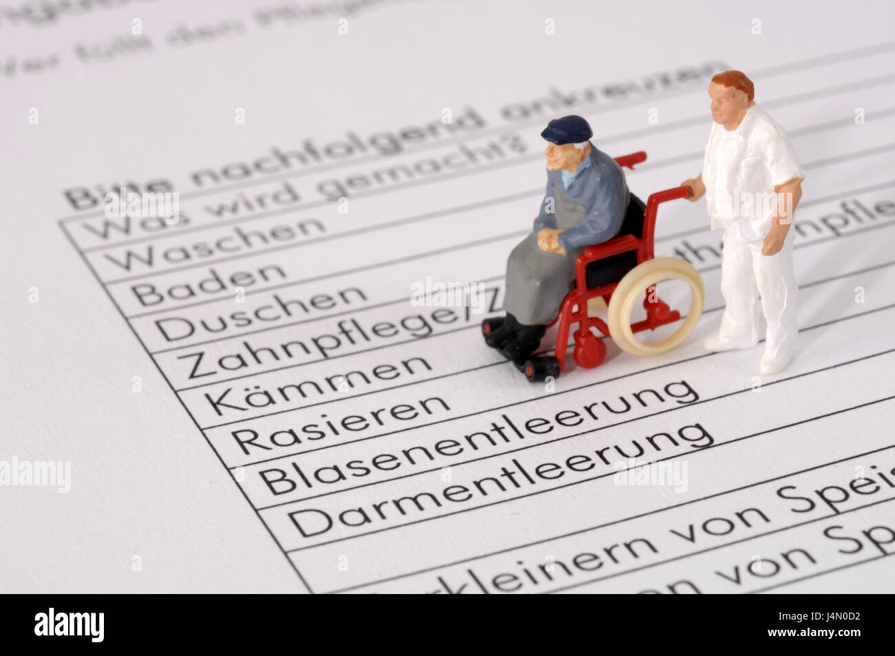 Form, nursing care insurance, characters, icon, old person, pensioner ...