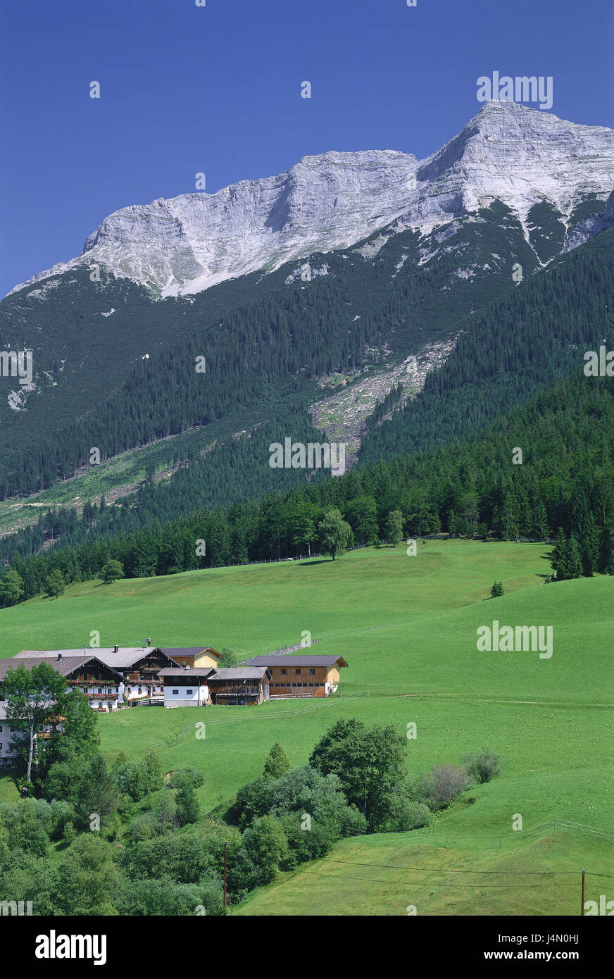 Austria, Tyrol, stone mountain in the Rofan, local view, background ...