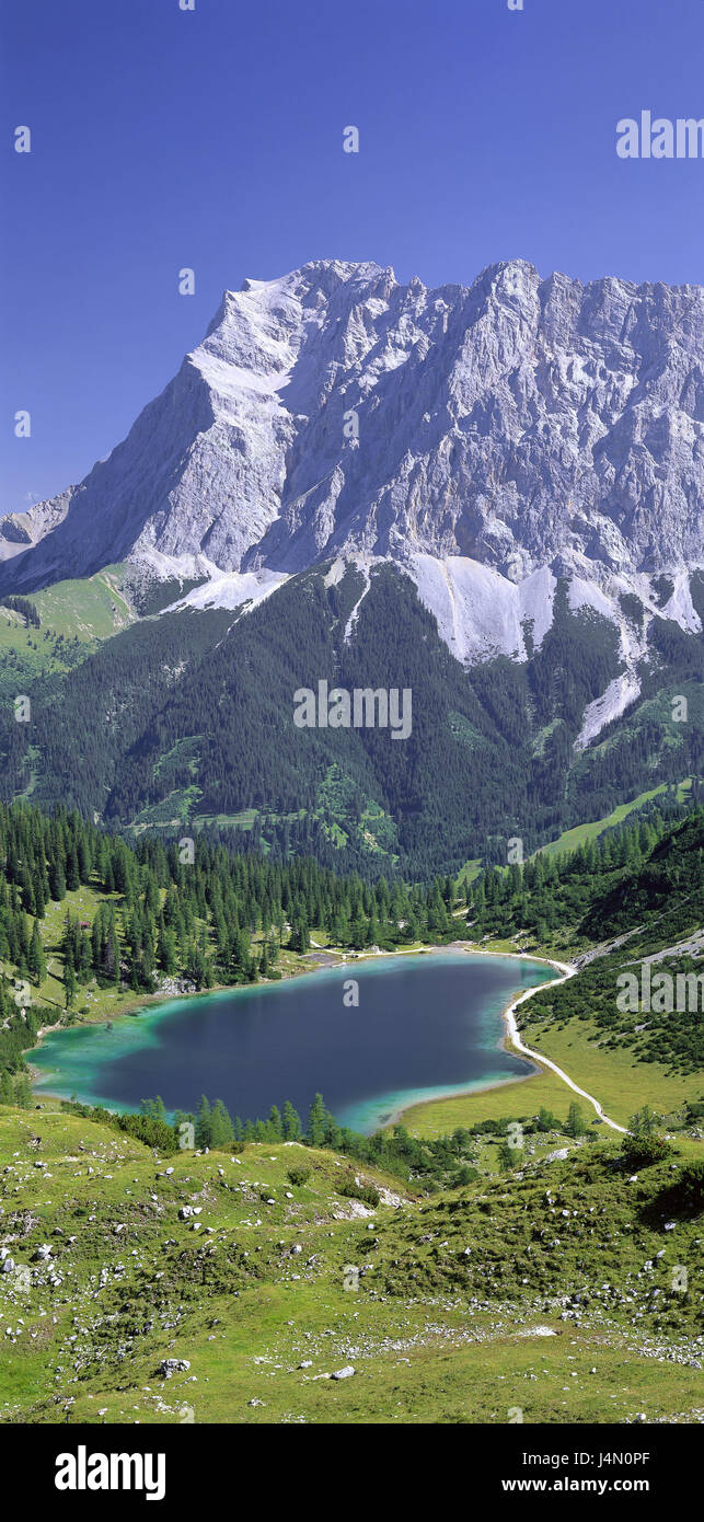 Austria, Tyrol, Ehrwald, Zugspitze, Seebensee, alps, Wetterstein Range ...