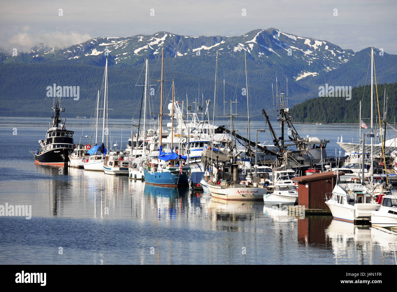 The USA, Alaska, Auke Bay, harbour, fishing boats, sea Stock Photo - Alamy