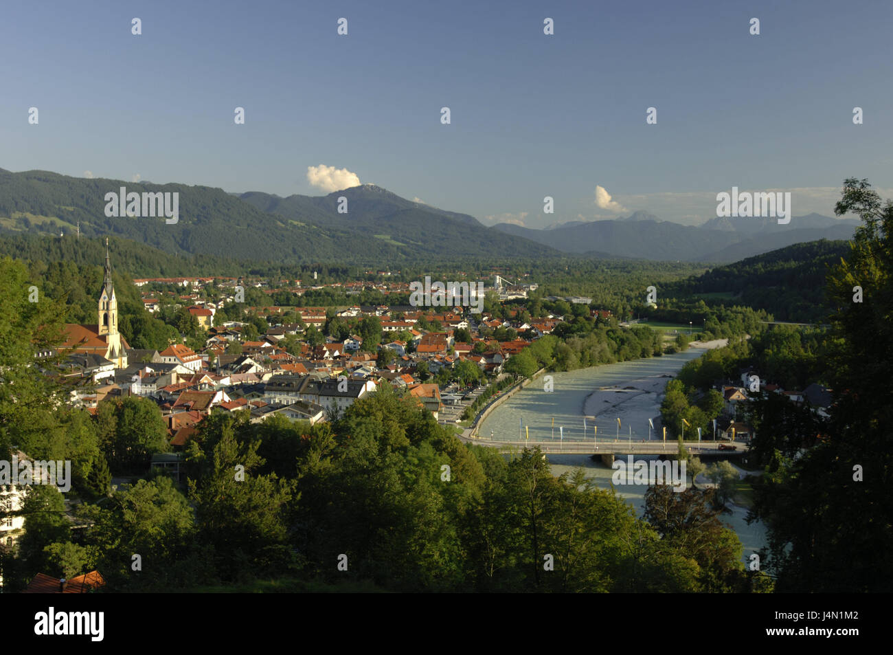 Germany, Bavaria, bath Tölz, the Isar, overview, town, provincial town ...