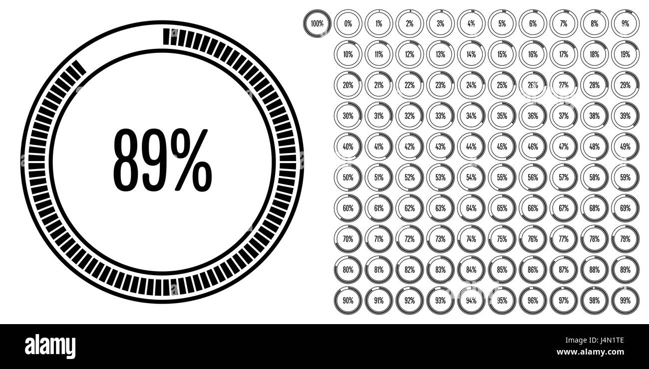Set of circle percentage diagrams from 0 to 100 ready-to-use for web ...