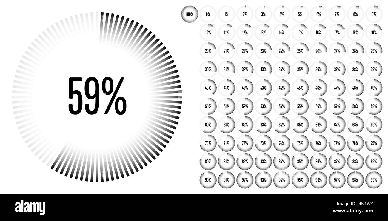 Set of circle percentage diagrams from 0 to 100 ready-to-use for web ...
