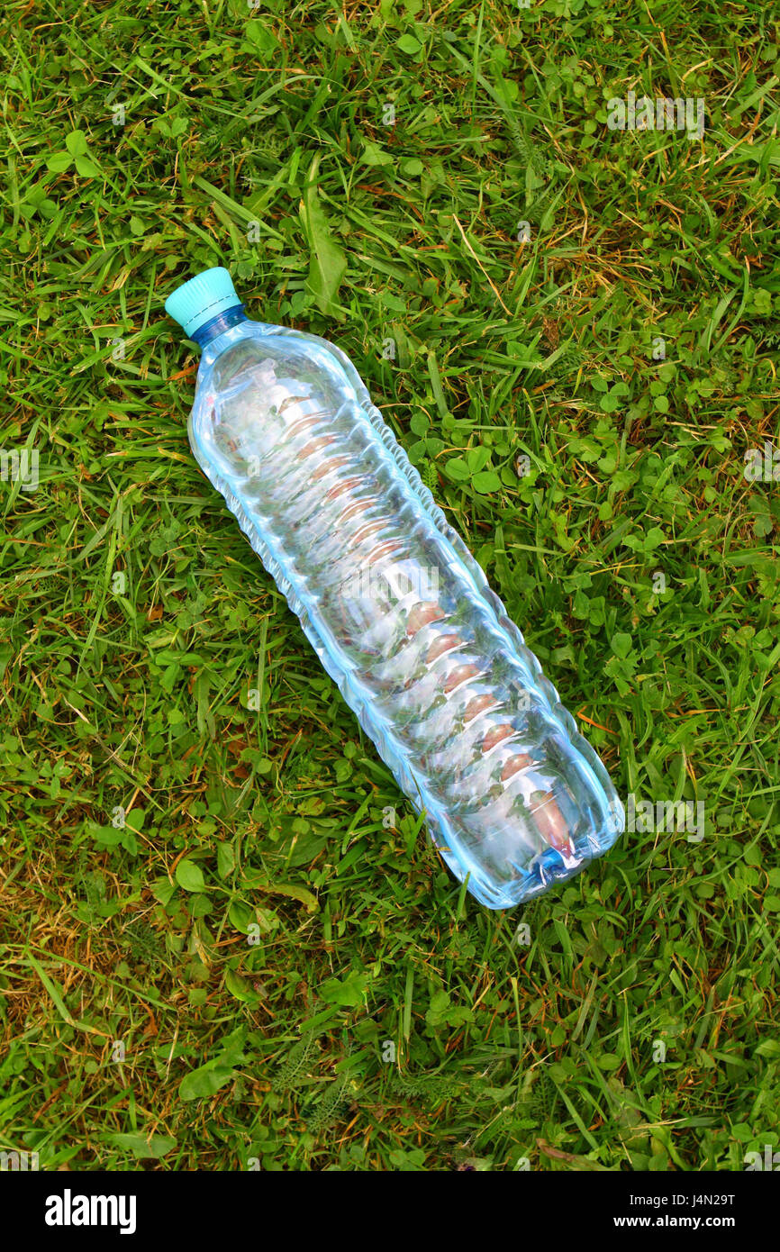 Meadow, detail, water flask, completely, flask, plastic flask ...