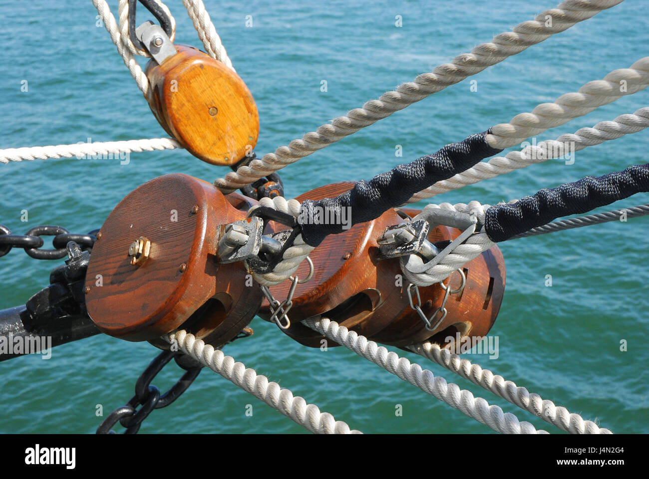 Sailing ship, tackles, ropes, block, sail school ship Gorch foresail ...