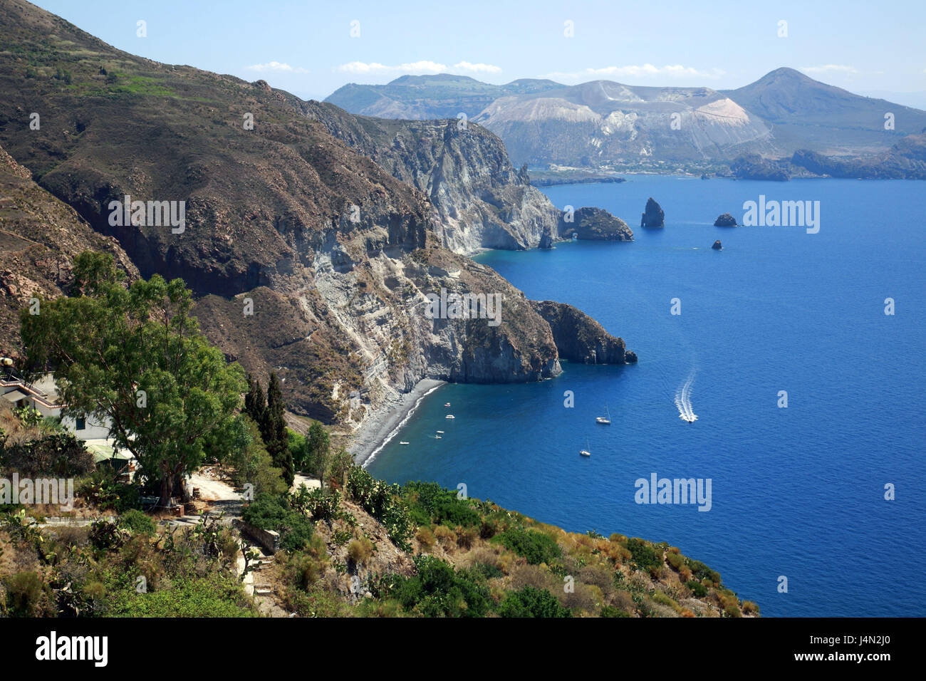 Italy, the Lipari Islands, island Lipari, sea, island Vulcano ...