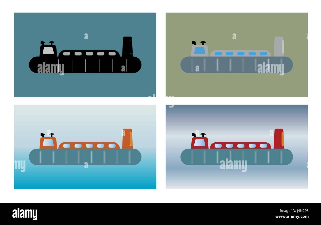 Simple Passenger hovercraft on sea background Vector illustration Stock ...