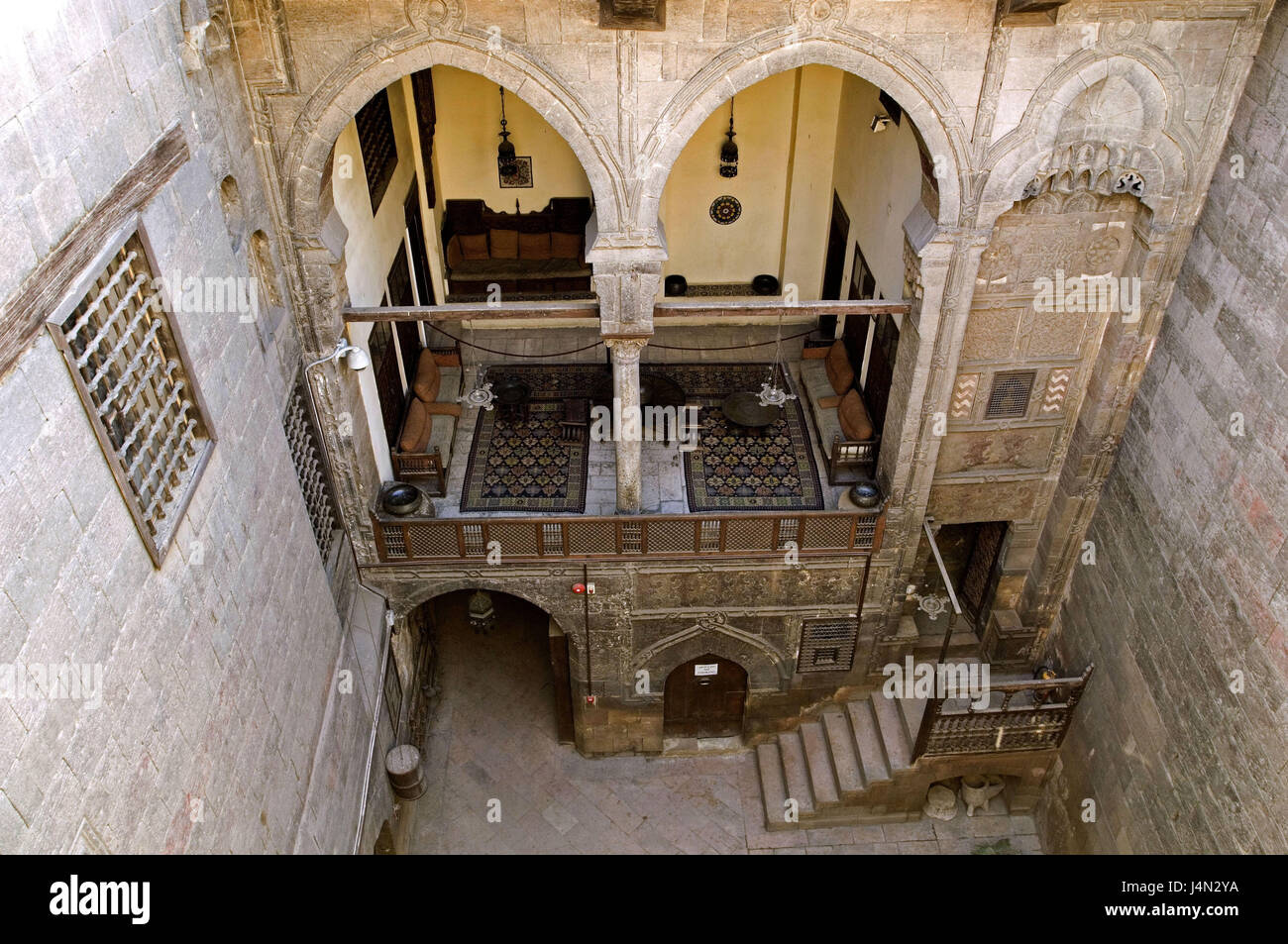 Egypt, Cairo, Old Town, Gayer Anderson museum, atrium, terrace Stock ...