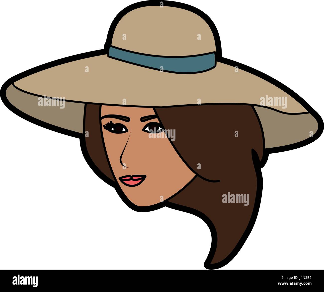 Cartoon woman wearing summer hat hi-res stock photography and images ...