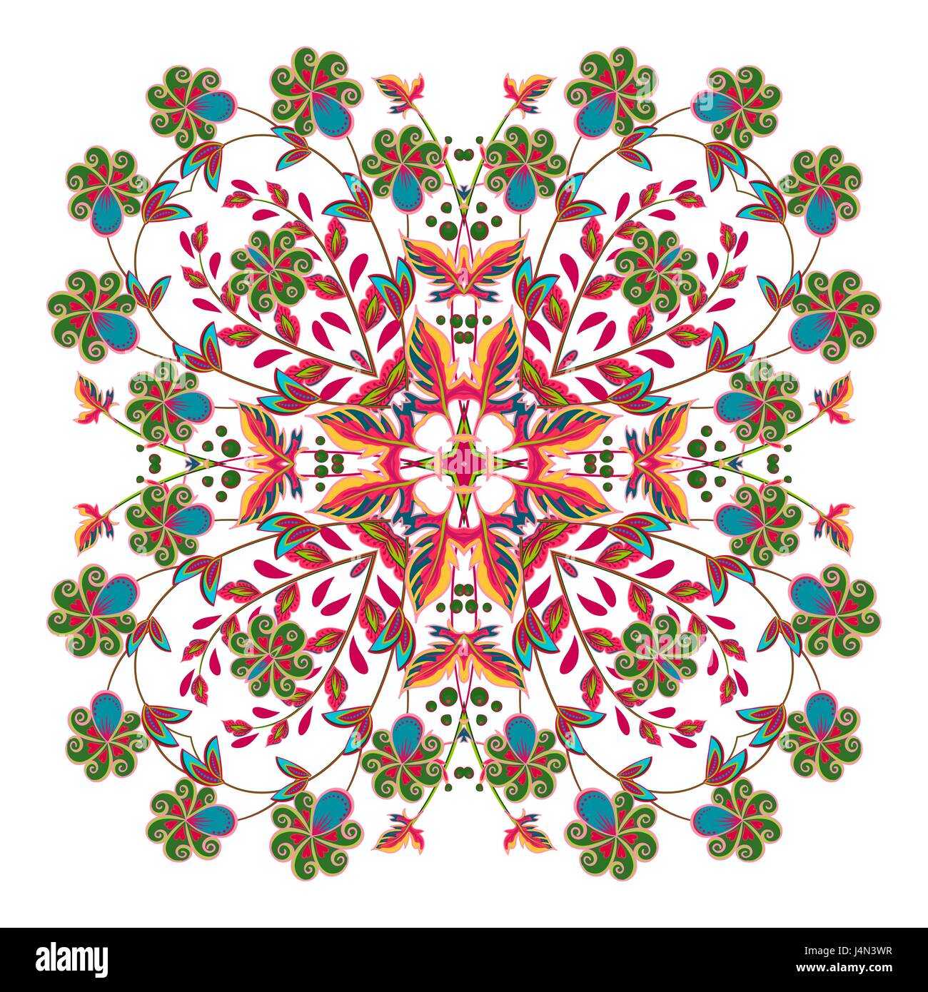 Design for square pocket, shawl, textile. Paisley floral pattern ...