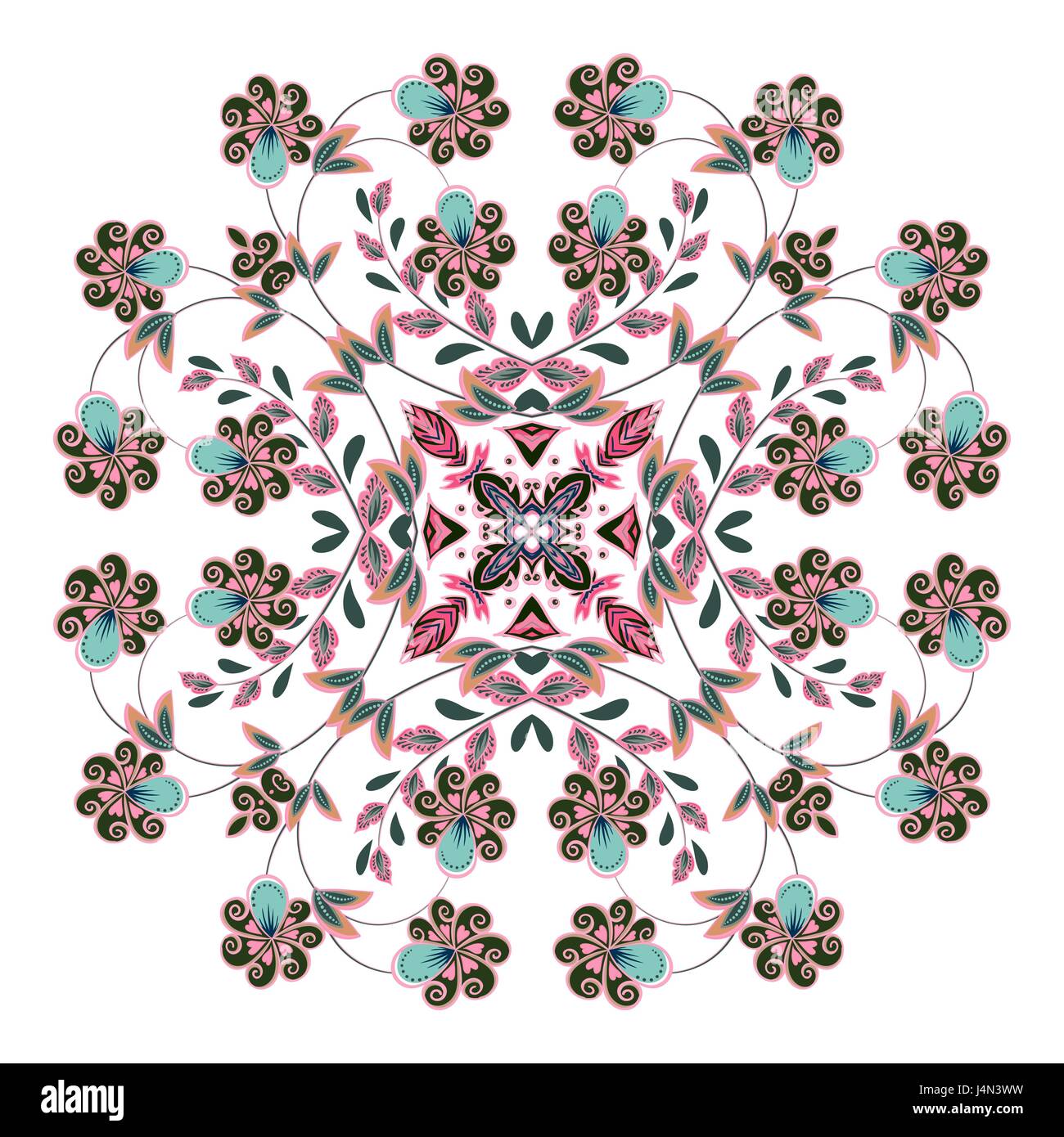 Design for square pocket, shawl, textile. Paisley floral pattern ...
