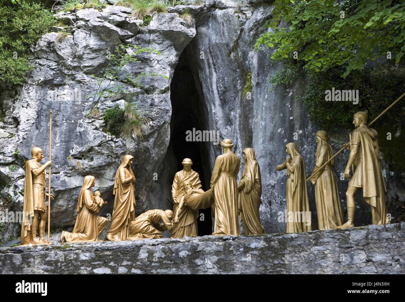 France, Lourdes, crossroads, grotto, statues, Hitting-Pyrenees, Place ...
