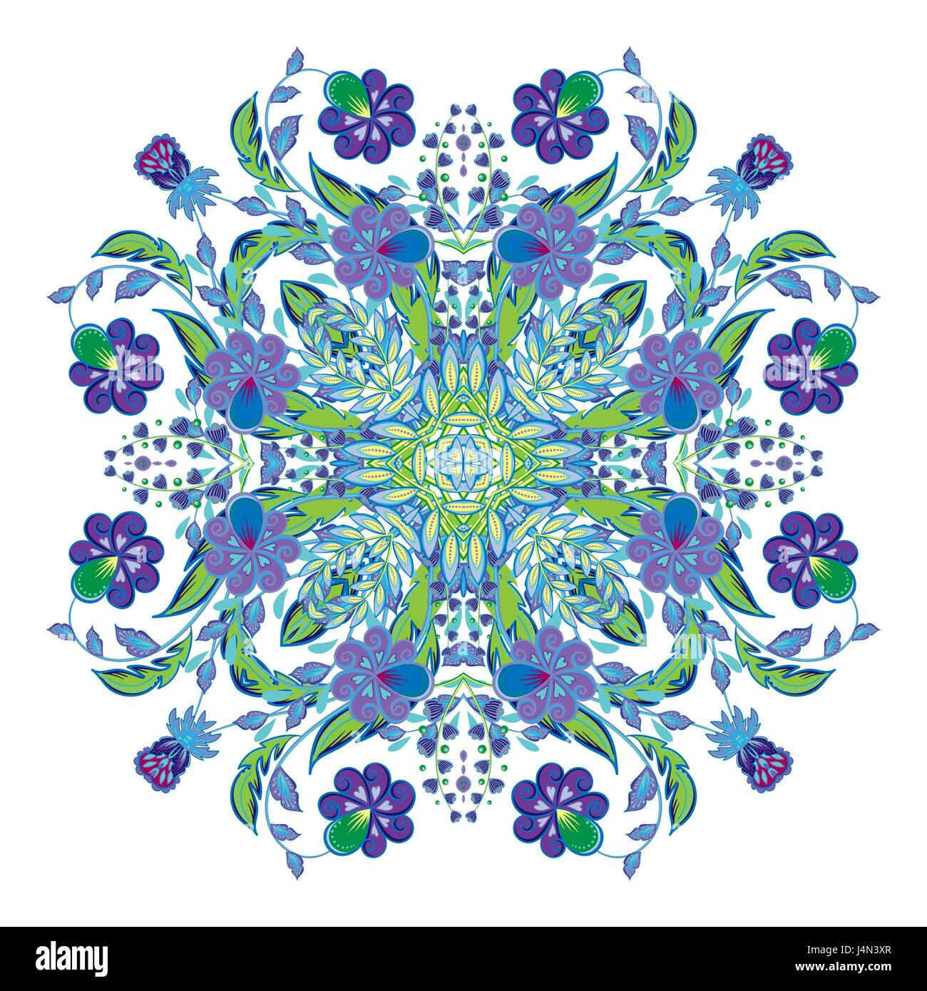 Design for square pocket, shawl, textile. Paisley floral pattern ...