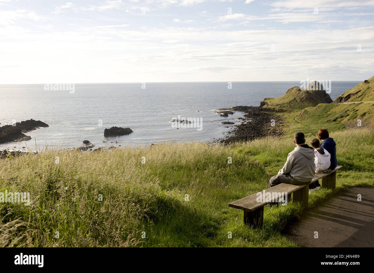 Northern Ireland, Ulster, Derry County, Antrim Coast, family, bank ...