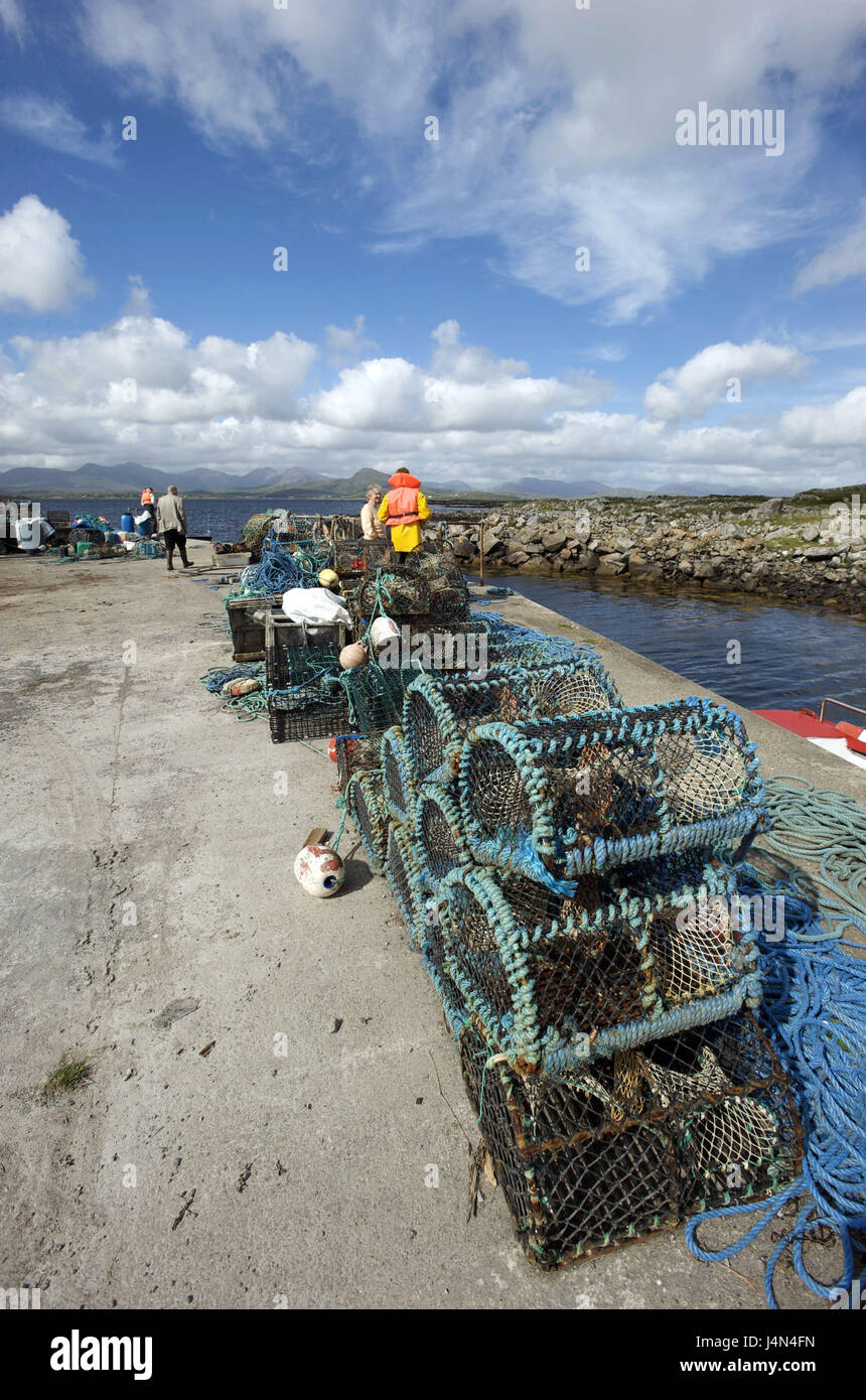 Ireland, Connacht, Connemara, county Galway, harbour, lifeguards Stock ...