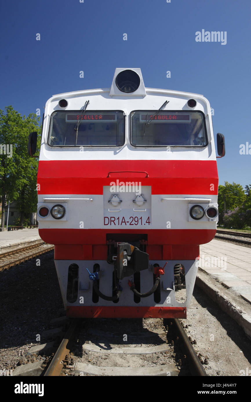 Latvia, Riga, railway station, regional train Stock Photo - Alamy