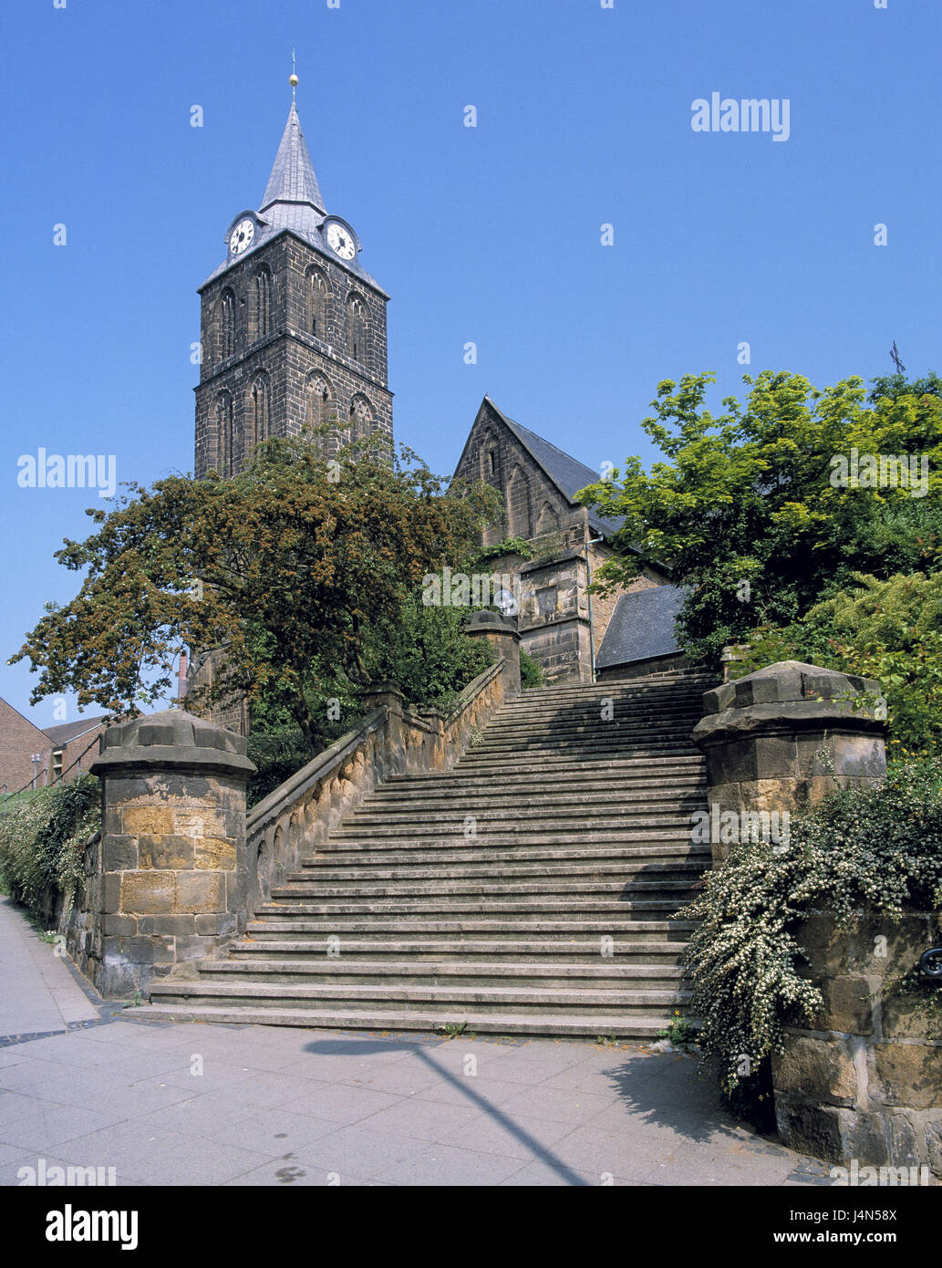 Old town with the rhine and abbey church hi-res stock photography and ...