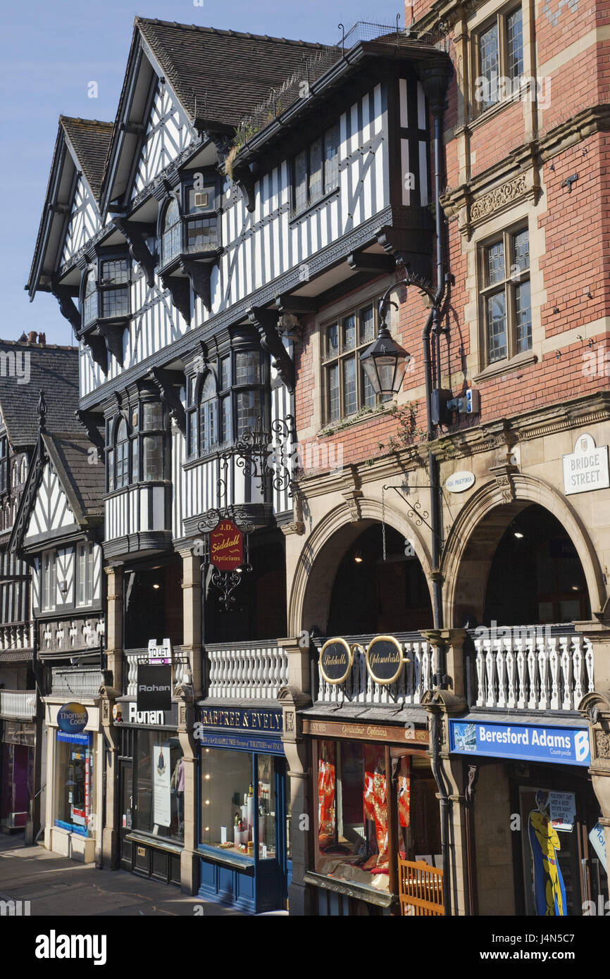Great Britain, England, Chester, The Rows, shopping street Stock Photo ...