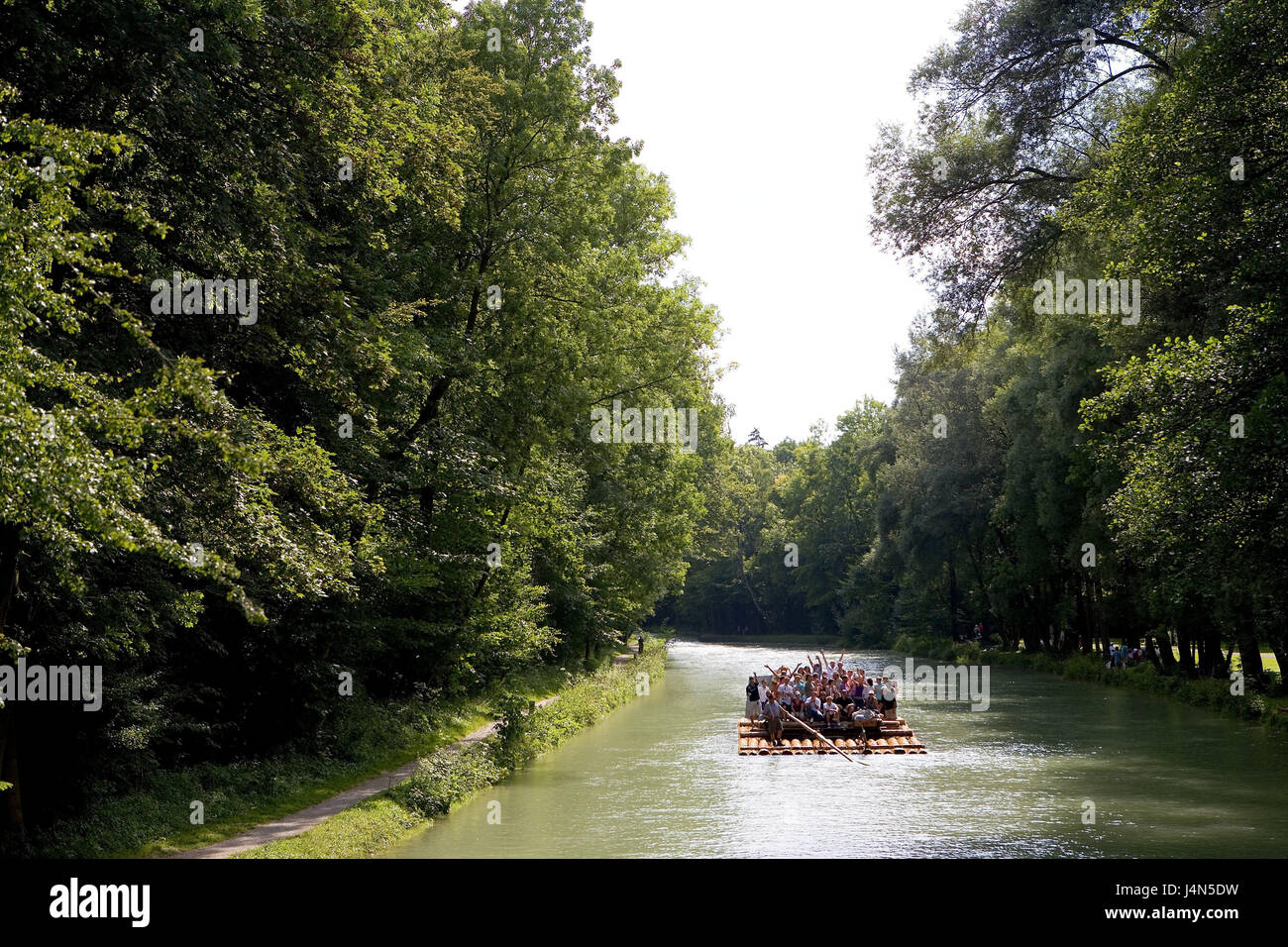 Germany, Upper Bavaria, Munich, the Isar, raft trip, Bavaria, river ...