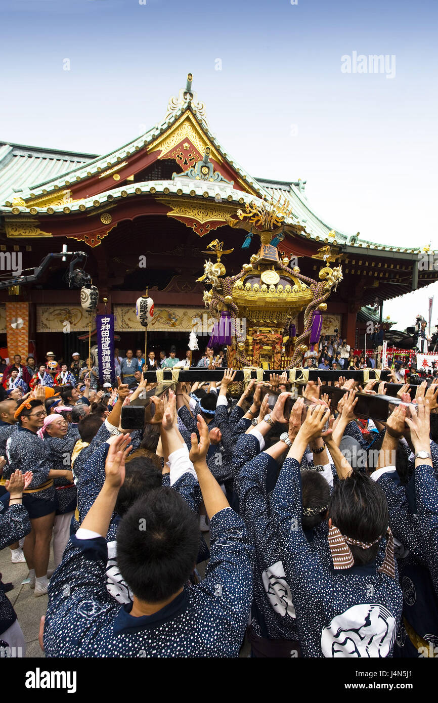 Japan, Tokyo, Kanda Miyojin Shrine, Kanda festival, person, shrine ...