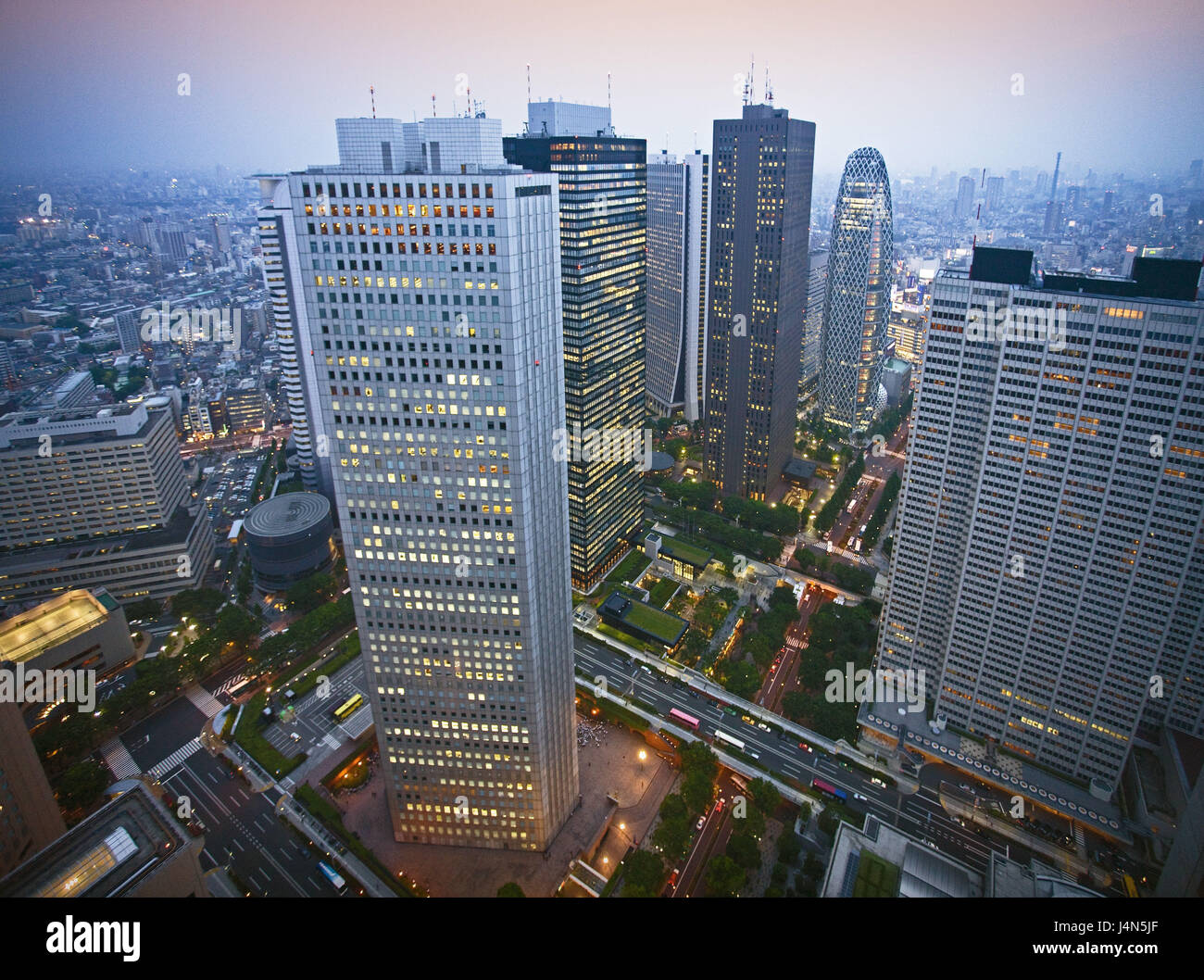 Japan, Tokyo, Shinjuku District, west Side, street scene, dusk Stock ...